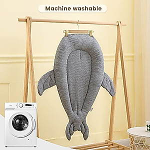 Hiseeme Baby Play Mats for Floor,Baby Lounger for Cover,100% Cotton Premium Breathable Whales Mat,Sleeping Bed Cover for Newborn,Machine Washable, Polyester,（Grey）