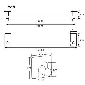Taozun Towel Bar - 32 Inch Towel Holder with 2 Packs Adhesive Hooks, Hand Towel Rack Stick on Wall, Stainless Steel Bathroom Hardware Accessory Kit