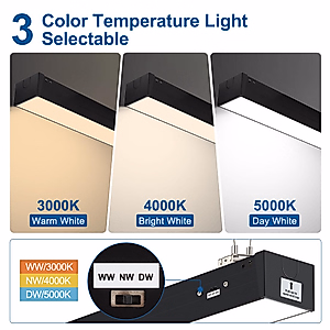 DAKASON 4FT Linkable LED Linear Light, 40W Shop Light for Garage Ceiling, Commercial Linear Lighting Fixture for Office, 4’ LED Tube Light for Warehouse, 3CCT, Dimmable 1Pack