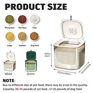 Benshukam 7.4 Gallons Airtight Rice Container Clear Plastic Rice Dispenser, Dry Food Holder with Measuring Cup, For Dog Food, Nuts, Beans, Flour, Grains Pet Food Storage Container Bin (White)