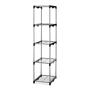 Whitmor 5 Tier Shelf Tower - Closet Storage Organizer,Silver
