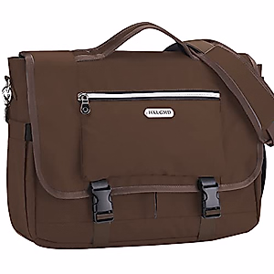 HXLGMD Messenger Bag for Men Women 15.6-17 Inch Laptop Briefcase Water-resistant Computer Shoulder Bag with Water Bottle Pocket, Large Crossbody Satchel Bag Work School Travel, Brown…