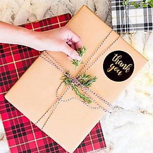 Thank You Label Sticker 1.5" Round, 500 Labels per Roll, Thank You Sticker for Birthday, Wedding, Gift, Bridal Shower Gold(Black/Gold)