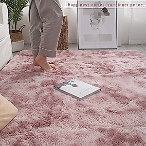Plush Furry Shaggy Rugs Modern Area Rug for Bedroom Living Room Nursery Floor Soft Decor Rugs Fluffy Shag Collection Throw Rugs Non-Slip Fuzzy Rugs Washable Fur Mats Carpets (5x8ft, Pink Purple)
