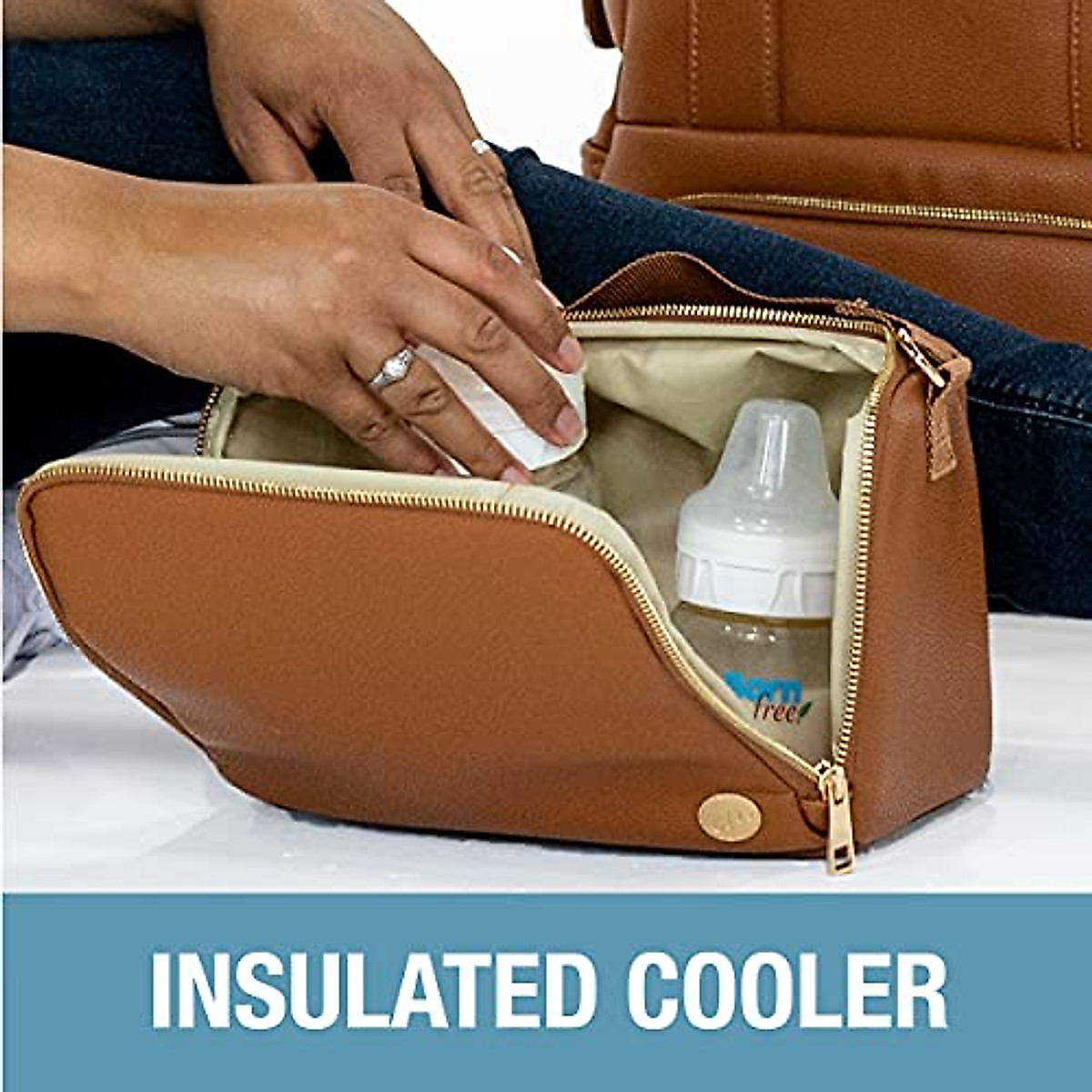 CleverMade Breastmilk Cooler Bag - Insulated Baby Bottle Tote for Breast Milk, Formula, Food, and Snacks with Top Handle for Easy Toting - Perfect Travel Carrier for Nursing Mothers - Brown