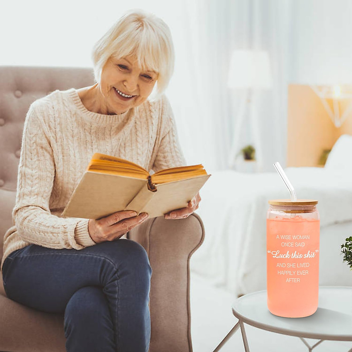 Gifts for Women,Funny Birthday Gifts,Gag Gifts for Coworker,Retired Friend,Boss,Teacher,Nurse,Mother,Valentine Day Gifts for Girlfriend,Sister - A Wise Woman Once Said "F*ck this sh*t" 18 OZ Can Glass