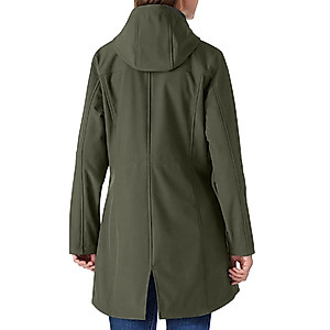 Outdoor Ventures Women's Lightweight Waterproof Fleece Lined Hooded Softshell Rain Jacket, Warm Windbreaker Long Coat
