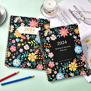 2024 Planner - Planner 2024, January 2024 - December 2024, 8" x 10", Weekly Monthly Planner 2024 with Printed Tabs, Flexible Cover, Twin- Wire Binding