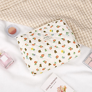 SOIDRAM Coquette Makeup Bag Coquette Aesthetic Cosmetic Bag Large Travel Makeup Organizer Cute Pouch Cotto Kawaii Toiletry Bag