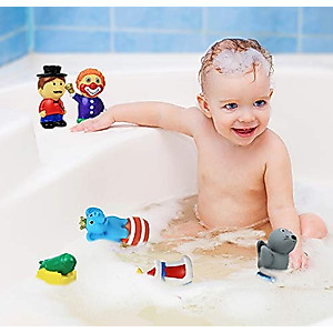 Click N' Play 6 Piece Circus Toys and Action Figure Playset for Kids, Soft Touch Vinyl Bath Tub and Pool Toy - Great for Baby, Boy, Girl, Infants, and Toddler Age 6-12 months 1-3 3-4 Years