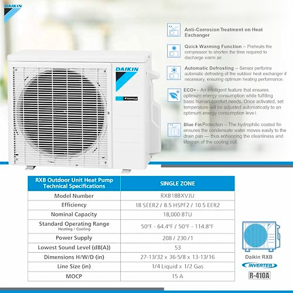 Daikin 18,000 BTU 18 SEER2 Entra Series Ductless Mini Split Heat Pump System w/ 16’ Maxwell Installation Kit and Wall Mounting Bracket (230V)