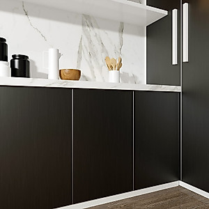 LACHEERY Brushed Black Contact Paper Peel and Stick Black Stainless Steel Contact Paper for Appliances Thick Metallic Wallpaper Roll for Refrigerator Kitchen Bathroom Cabinets Stove Vinyl 15.8"x80"