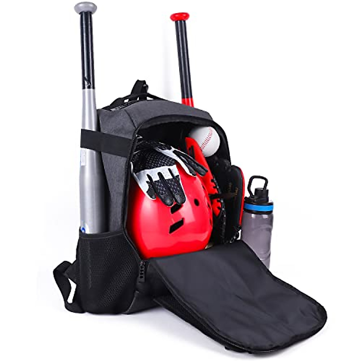 NDNNXE Youth Baseball bag softball Bat bag& backpack, T-Ball & Softball Equipment for Youth,Holds 2 Bats,Water Bottel,Helmet, Gloves, Cleats, Helmet Holder and Includes Fence Hook