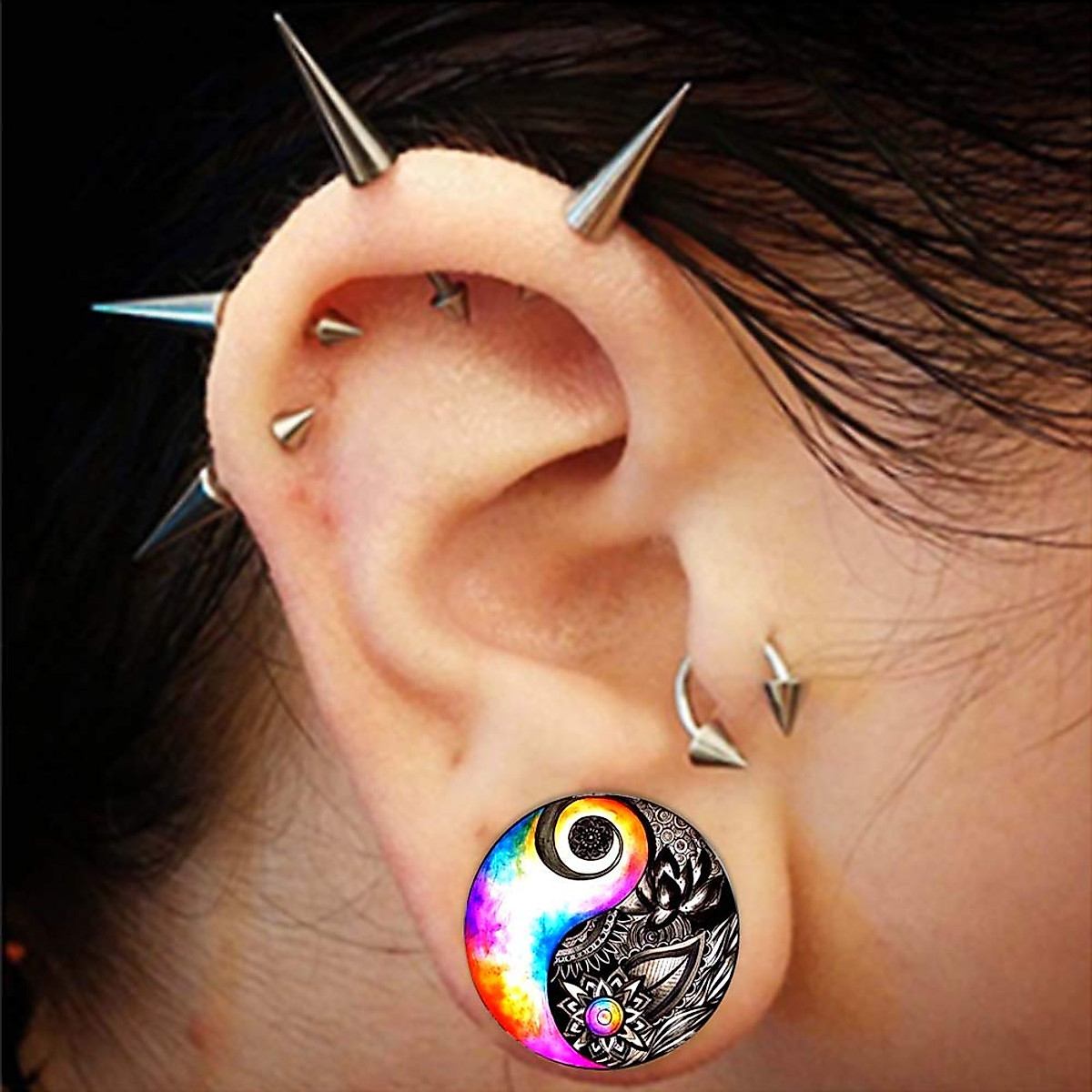 FLYUN Ear Gauges Plugs and Tunnels Ear Stretcher Expander 6mm-25mm Double Flared Screw Plug Piecing Jewelry (0G (8mm))