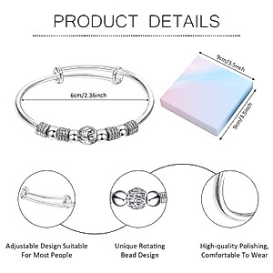 Sterling Silver Bangle Bracelets for Women Adjustable Fidget Beads Bracelet Anti Anxiety Spinner Bangle with Open Design Adjustable Crcumference 21-24cm (style 3)