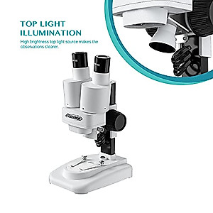 Aomekie® Microscope for Kids Students 20X 40X with 10Pcs Slides Insect Specimen Stereo Microscope for Kids with WF eyepieces LED Light Source Portable Stereoscope