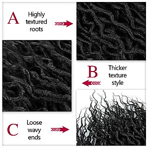 Faux Hair Goddess Locs Crochet Hair 6Packs 24Inch Pre-looped with Soft Curly Ends Dreadlocks Wavy Faux Crochet Locs Synthetic Braids Extensions 72strands(24'', 1B)