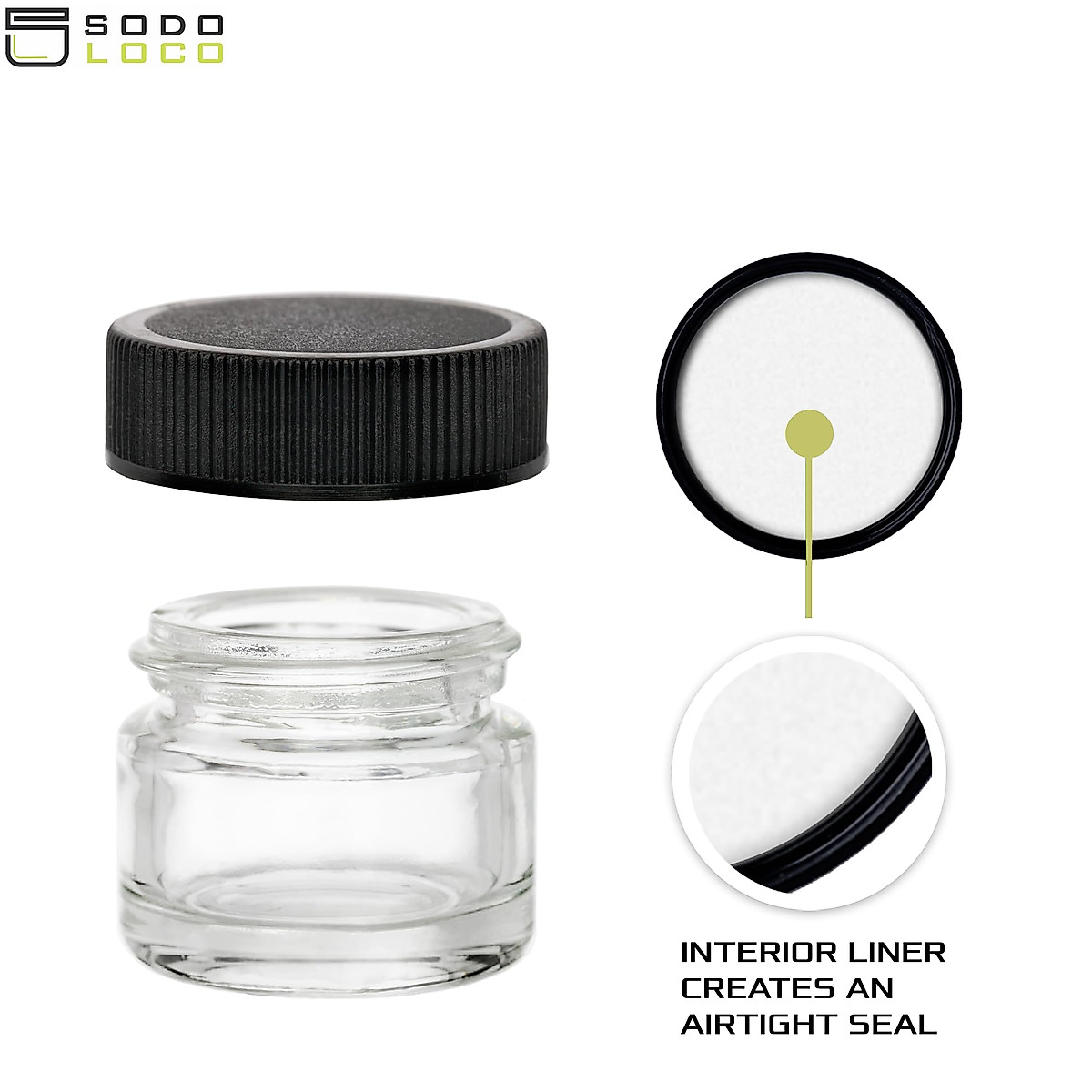 (200 Pack) 5ml Thick Glass Jars with Black Lids - Airtight Containers for Oil, Lip Balm, Wax, Cosmetics - Mini Refillable Jars Great for Travel, Samples, & More