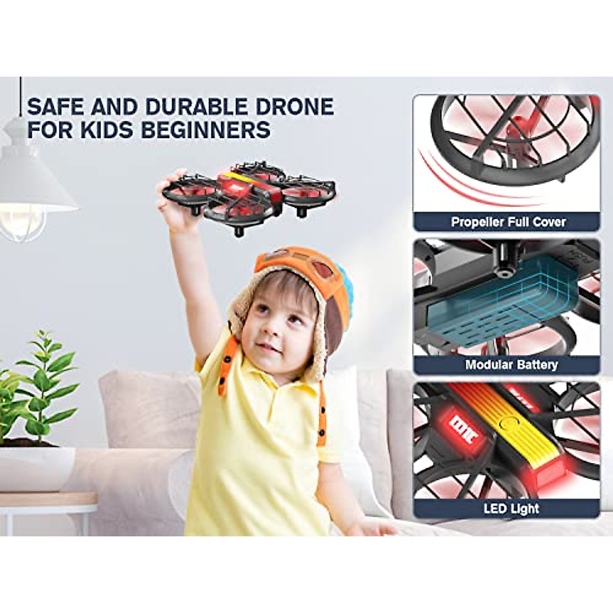 Mini Drone with Camera for Kids Adults,Cool Toys Gifts for Boys Girls Teenagers,FPV Skyquad Drone Small Hobby RC Quadcopter with Headless Mode,360° Flip and Propeller Full Protect for Beginners