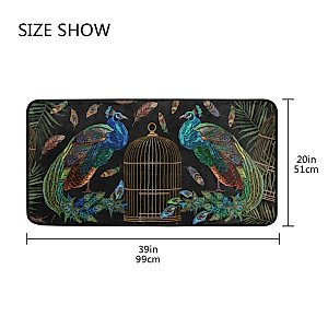 susiyo Kitchen Mat Beautiful Peacock Bird Kitchen Rug Mat Anti-Fatigue Comfort Floor Mat Non Slip Oil Stain Resistant Easy to Clean Kitchen Rug Bath Rug Carpet for Indoor Outdoor Doormat