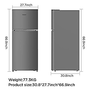 NUTRIFROST 30" Top Freezer Refrigerator - 17.6 Cu.Ft Total Capacity - Reversible Door - Adjustable Thermostat - Metallic Finish