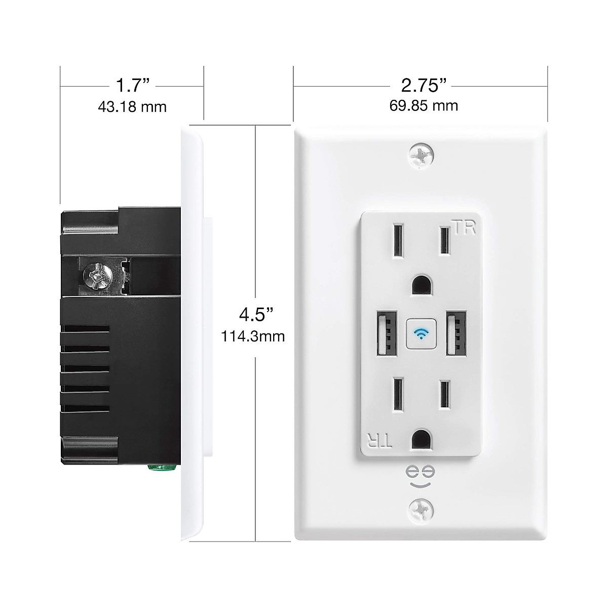 Geeni Wi-Fi Smart Wall Outlet with 2 Plugs and Wireless App Control, Compatible with Alexa and Google Home, WiFi Smart Outlet, 2 Pack