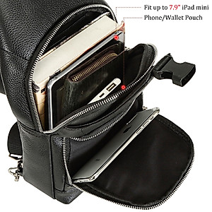 Polare Cowhide Leather Casual Sling Bag Anti Theft Chest Crossbody Shoulder Bags Waterproof Travel Daypack for Men