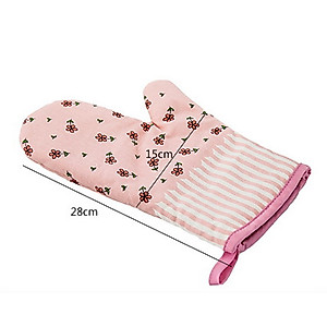 KinChi Glove Microwave BBQ Oven Cotton Baking Pot Mitts Cooking Heat Resistant Kitchen,100% Quilted Cotton with Thick Terry Cloth Lining, Set of 2 Mittens (Blue)