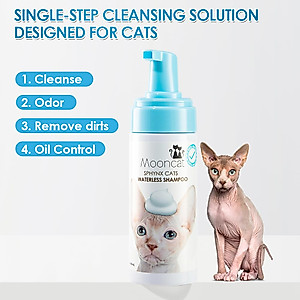 Mooncat Waterless Cat Shampoo, Licking Safe Dry Shampoo for Sphynx Cats ｜Mooncat Unscented Cat&Dog Wipes | Plant-Based Cat&Dog Grooming Supplies from Eye to Paw