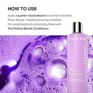 PRAVANA The Perfect Blonde Purple Toning Shampoo | Neutralizes Brassy, Yellow Tones | For Color-Treated Hair | Adds Strength, Shine, Elasticity | 33.8 Fl Oz