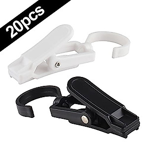 Jiozermi 20 PCS Laundry Hooks Clip, Plastic Clothes Pins, Super Strong Hanger Clips, Swivel Hooks Clip for Clothing Store Home Office & Workshop, White & Black