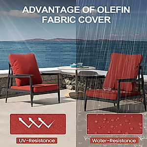 PATIOHIT Outdoor Chair Cushions Waterproof Indoor Furniture Seat Cushions Patio Cushions for Sofa Couch Outdoor Furniture with Removable Cover Deep Seat & Back Cushion (22 x 21 Inch, Chili)