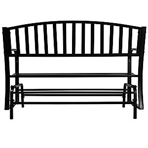 Sunnydaze Outdoor Glider Garden Bench - 50 Inch Black Park Bench - Durable Metal Porch Glider Seat - 2-Person Patio Furniture - Deck Swing - Perfect for Porch, Garden, Sunroom, Backyard or Deck
