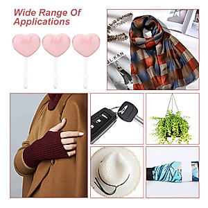 arricraft 2 Styles Heart Hook Hanger, Pink Heart Hook Multifunctional Self Adhesive Door Hook Hanger Wall Hanger Hanging Ornament Door Wardrobe Office Bedroom Kitchen and Other Decorative Items