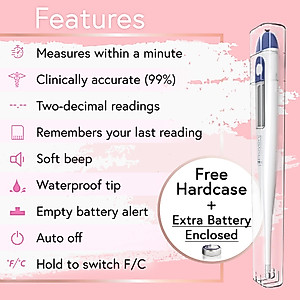 Basal Body Thermometer - Ovulation Predictor - BBT for Fertility Tracking - Works with Every Ovulation APP - Accurate and Highly Sensitive - for Natural Family Planning - BBT-113Ai by iProven