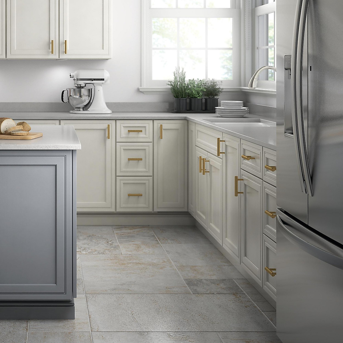 Franklin Brass Oversized Bar (1-Pack) Cabinet Handles 3" Hole to Hole Satin Gold Kitchen Cabinet Pulls Drawer Handles Cabinet Hardware Dresser Drawer Pulls P41883K-117-C