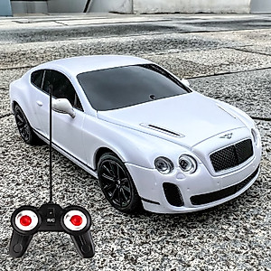 WAKAKAC Remote Control Car, Compatible with 1/24 Scale Bentley RC Vehicle Cars Toys Gifts for Kids High Speed with Headlights White Car