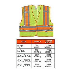 Public Safety Reflective Vest, High Visibility, ANSI Compliant, Breakaway, 6XL/7XL, Ergodyne GloWear 8245PSV,Lime