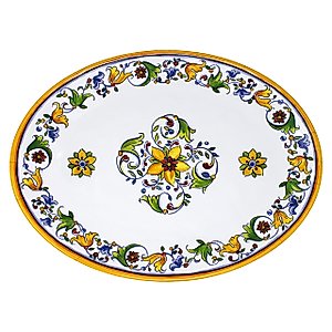Le Cadeaux Melamine 16 Inch Scalloped Oval Serving Platter, Capri
