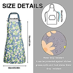 BOUMUSOE 3 Pack Floral Aprons with Pocket, Blooming Womens Aprons Waterproof Adjustable Cooking Aprons for Kitchen Gardening and Salon