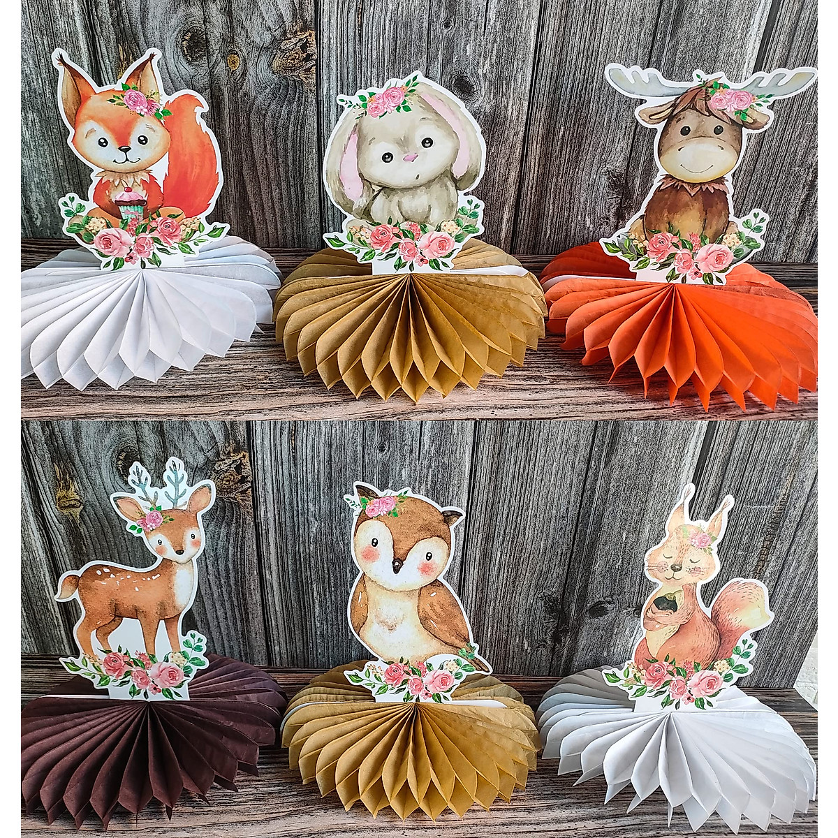 12Pcs Woodland Baby Shower Decorations Woodland Animals Honeycomb Centerpieces Baby Shower Decorations for Woodland Baby Shower Woodland Animals Birthday Party Supplies