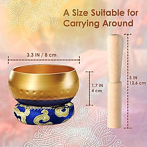 REGIS Tibetan Singing Bowl Set ， Mindfulness, and Stress Relief zen decor，Bowl Handcrafted in Nepal for Healing and Mindfulness (gold, 3 inch)
