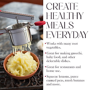 Bellemain Potato Ricer 15 oz with 3 Interchangeable Discs | Mash Potato Masher Stainless Steel, Sweet Potato Masher Kitchen Tool | Spaetzle Maker Press, Khuon Banh Lot, Spaetzle Noodle Maker