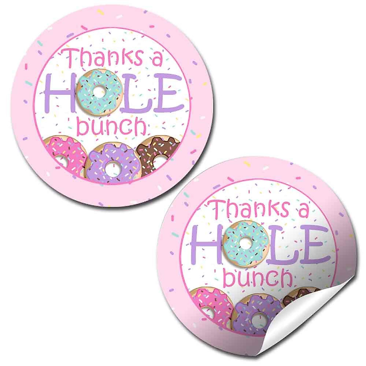 Donut Grow Up Themed Birthday Thank You Sticker Labels for Girls, 40 2" Party Circle Stickers by AmandaCreation, Great for Party Favors, Envelope Seals & Goodie Bags