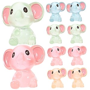 Bookshelf Decor 10Pcs Crafts Miniature Miniature Elephant Figurines Small Gardens Figurines Model Resin Elephant Figurines Luminous Accessories Elephant Modeling Statues