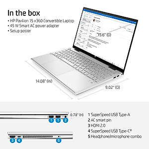 HP Pavilion x360 Convertible Laptop, 12th Gen Intel Core i5-1235U, 12 GB RAM, 256 GB SSD, 15.6" Full HD Touchscreen, Windows 11 Home, Long Battery Life, Backlit Keyboard, HD Webcam (15-er1010nr, 2022)