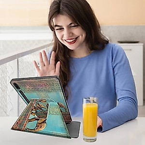 for Samsung Galaxy Tab S8 Plus 2022/S7 FE 2021/S7 Plus 2020 12.4 Inch Case, 360 Degree Rotating Cover,PU Leather Folding Stand Cover with Auto Wake/Sleep,Mural Elephant