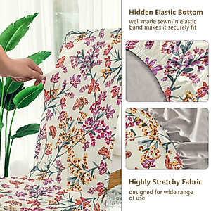 JUNZAN Colourful Blooming Brused Wild Flower Seat Cover 2Pcs Kitchen Chair Seat Covers Foldable Dining Chair Cover for Church Dining Chair