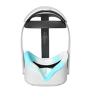 MASiKEN Controller Grips Cover with Face Cover for Meta Oculus Quest 2, Anti-Throw Grips Cover with Adjustable Wrist Strap and Sweatproof Silicone Face Pad, Quest 2 Accessories Kit (Mix Blue)