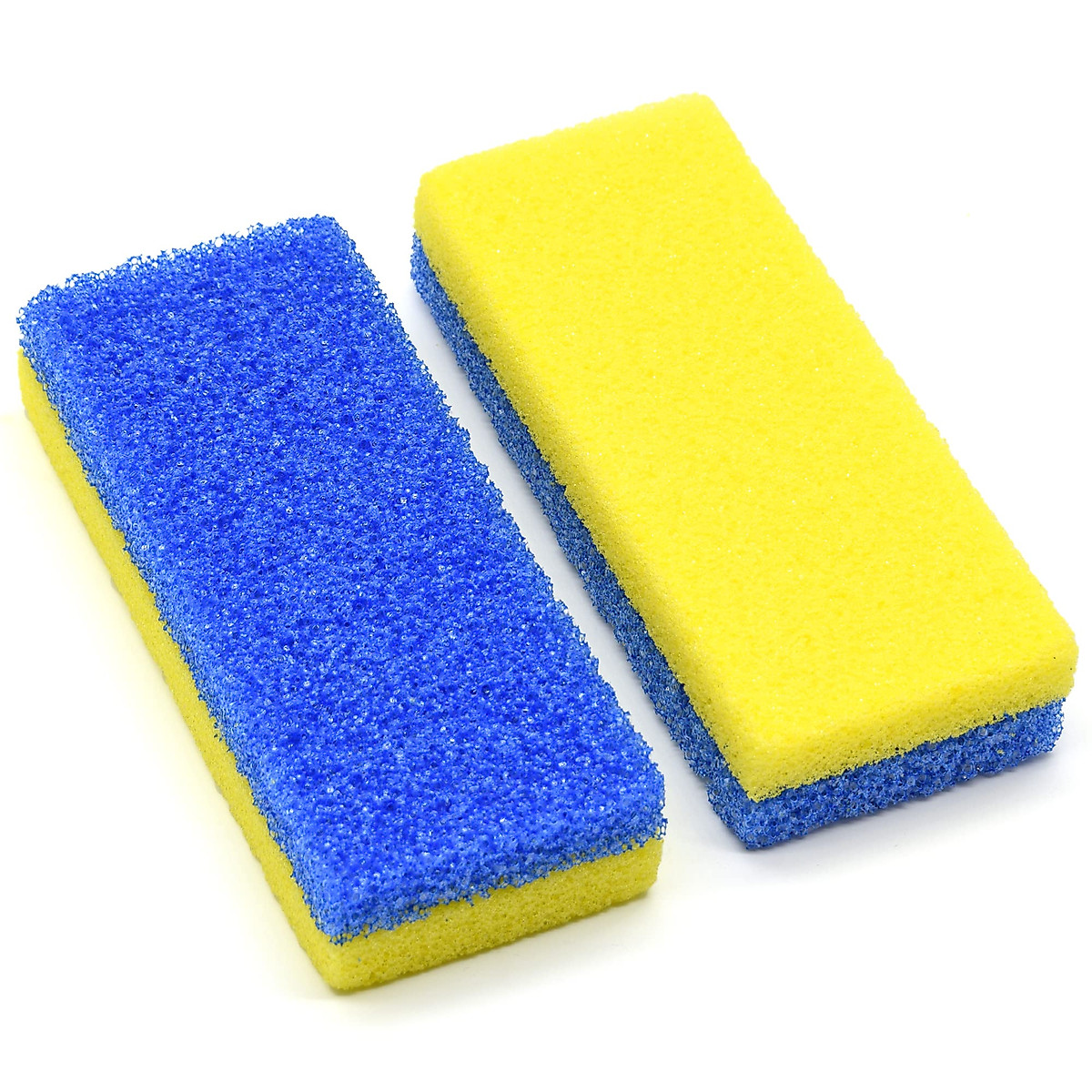 PrettyClaw 4pc Pumice Stone for Feet Callus Remover Pumice Pad Pedicure Tool Pumice Bar Removes Dead Skin Pumice Foot Scrubber Blue/Yellow (Pack of 4)
